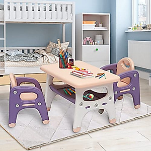 Kinfant Kids Table and Chair Set - Toddler Activity Table with Storage Shelf for Children Mesa para niños Preschool, Kindergarten, Toddler Table & Chair Set