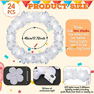 Retrowavy 24 Pcs LED Flower Crown Flower Wreath Headband Fairy Flower Girl Headpiece Light up Hair Accessories for Wedding(White)