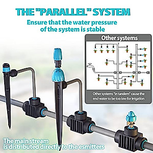 Drip Irrigation Kits,Garden Watering System for Outdoor Plants, Greenhouse Watering Automatic Kits,New Quick Connector 1/4 inch 1/2 inch Blank Distribution Tubing Water Saving Irrigation Micro Sprays