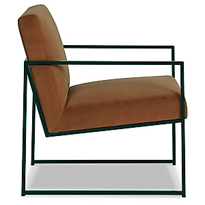 Signature Design by Ashley Aniak Contemporary 17" Velvet Upholstery with Metal Frame Accent Chair, Brown & Black