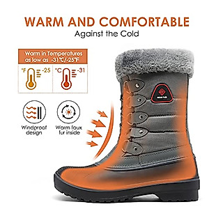 DREAM PAIRS Women's DP-Canada Grey Faux Fur Lined Mid Calf Winter Snow Boots Size 9 M US