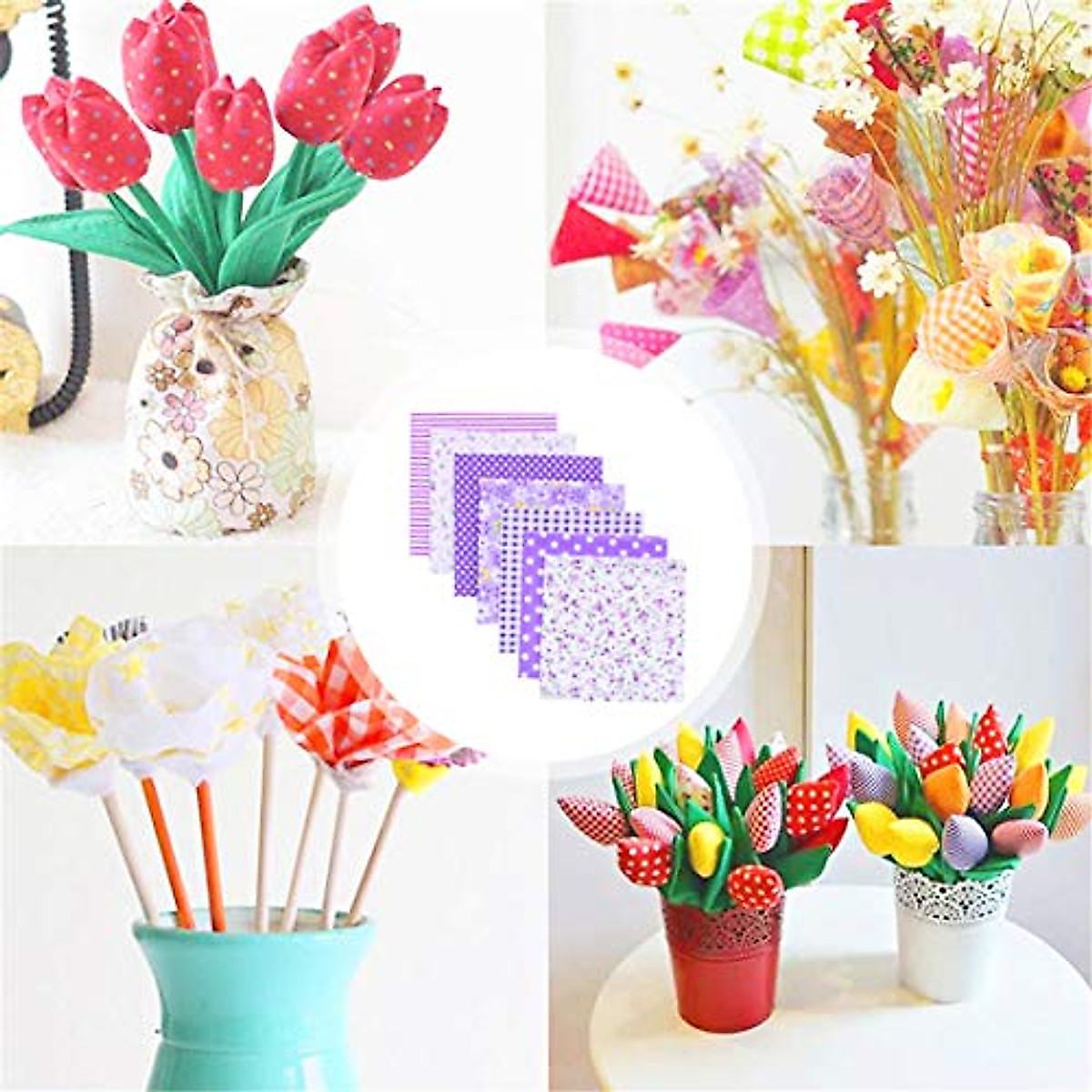 100 PCS Cotton Craft Fabric Bundle Squares Patchwork Lint Different Designs 4 X 4 inches (10cm x 10cm) for DIY Sewing Quilting Scrapbooking Pieces 4×4in Assorted Printed