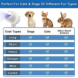 Pet Steam Hair Comb Brush for Shedding, 4 In 1 Spray Brush for Long & Short Haired Cat&Dog, Self-Cleaning Hair Remover with Water Tank And LED Blue Light, Release Button (White)