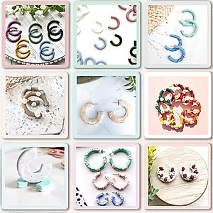 TAINSKY 4 Pcs Polymer Clay Hoop Guide, Polymer Clay Cutters for Polymer Clay Jewelry Making, Plastic Hoop Earring Maker Guide for Polymer Clay Earrings