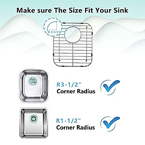 Kitchen Sink Grid 2 Pcs, 13" x 11-5/8", APPASO Sink Protectors for Kitchen Sink Rear Drain, Stainless Steel Sink Protectors for Single or Double Bowl Sink, Kitchen Sink Rack for Bottom of Sink