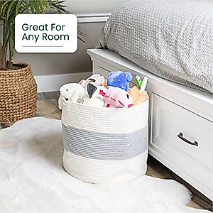 Woven Laundry Basket- Woven Basket Ideal to Use as Closet Organizer, Stuffed Animal Storage, Laundry Hamper- Double Stitched Collapsible Laundry Baskets- Large Basket for Laundry & Storage by Reppit