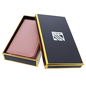 Solid Color Zipper Wallet Vegan Leather Ladies Wallets - Pink