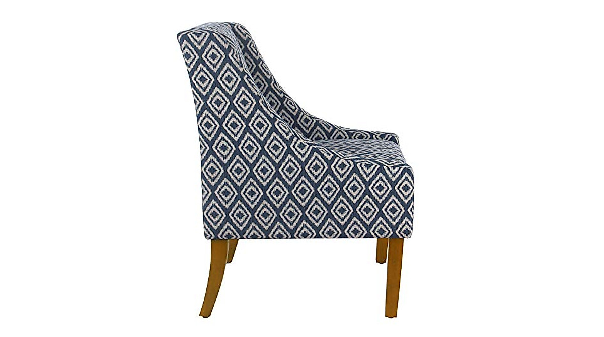 HomePop Modern Swoop Arm Accent Chairs in Blue Geometric Pattern
