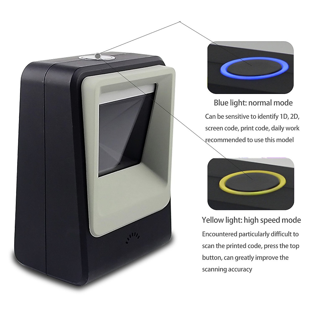 2D QR Barcode Scanner,Symcode Omnidirectional Hands-Free USB Automatic Barcode Reader for Mobile Payment Computer Screen Scan
