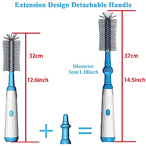 Camelcell Electric Bottle Brush,Long Handle Electric Water Bottle/Baby Bottle Brush Cleaner, Extra Long Bottle Cleaning Brush Set,1500 mAh,Waterproof IP65
