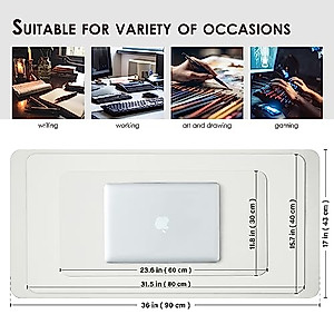 Leather Desk Mat - Non-Slip PU Desk Pad for Office and Home - Desk Organization and Accessories - Ideal for Large Mouse Pad and Desk Mats on Top of Desks (White,31.5"x 15.7")