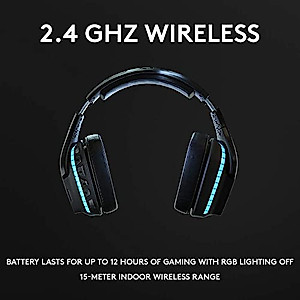 Logitech G935 Wireless DTS:X 7.1 Surround Sound LIGHTSYNC RGB PC Gaming Headset - Black, Blue (Renewed)