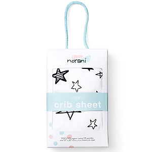 Norani Baby Crib Sheets | Fitted Mattress Cover for Toddler Bed with Full Elastic Trim & 8” Deep Pockets | Soft & Breathable Cotton | Infant & Nursery Bedding & Mattresses | Black and White Stars