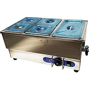 INTBUYING 5 Pan Food Warmer Steam Table Countertop Steamer Kitchen Supply