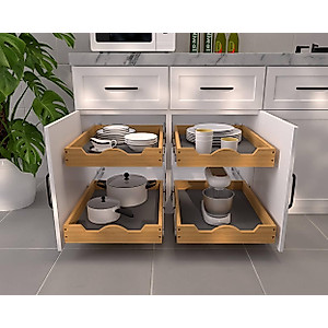 OCG Pull Out Drawers For Cabinets 14" W x 21" D, Slide out Wood Drawer Shelf, Pull Out Shelves for Base Cabinet Organization in Kitchen, Pantry, Bathroom
