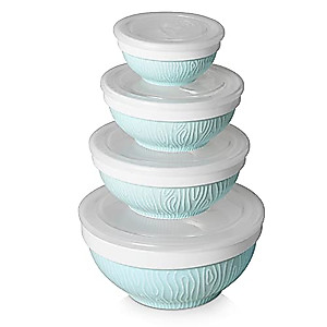 DOWAN Bundle Ceramic Bowls with Lids, Turquoise