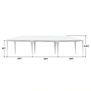 JOYSAND 10x30 Party Tent, Backyard Canopy Tent with 8 Removable Sidewalls & Transparent Windows, White Large Canopy Tent with Walls for Wedding, Birthday, Event, Garden
