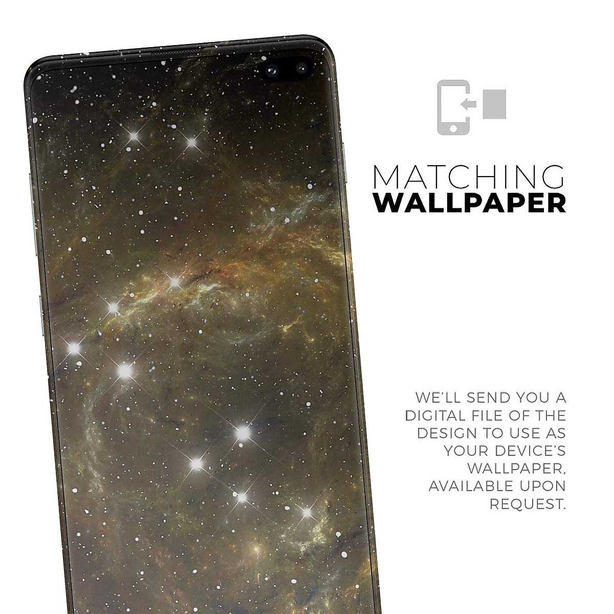 DesignSkinz Glowing Gold Universe Protective Vinyl Decal Wrap Skin Cover Compatible with The Samsung Galaxy S20 (Screen Trim & Back Glass Skin)