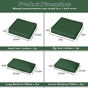 Pakunoda 9 Pack Patio Cushion Covers Outdoor Patio Cushions Covers Replacement Waterproof with Zipper for 5 Pcs Patio Furniture Set, Covers Only,Green