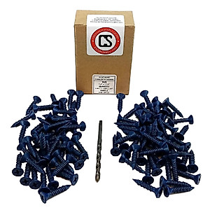 Chenango Supply 1/4 x 1-1/4" Flat Head Concrete Screw Anchor. 100 Pieces with Drill Bit (Miami-Dade Compliant) (1/4 x 1-1/4)
