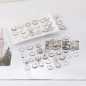 MJust 54Pcs Open Toe Rings Set for Women Men Adjustable Vintage Retro Knuckle Ring Toe Finger Tail Ring Beach Foot Jewelry (54Pcs)