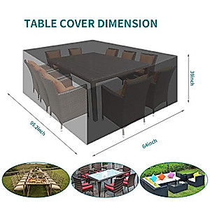 Patio Furniture Covers HioHa Outdoor Sectional Sofa Covers Outdoor Table and Chair Covers Water Resistant All Weathers, Heavy Duty 600D Oxford Fabric Rectangular Outdoor sectional Covers (96"x64"x40")