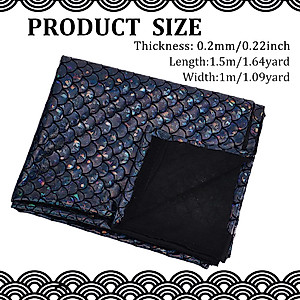 FINGERINSPIRE Mermaid Scales Fabric 39x59 inch Black Sparkly Hologram Spandex Mermaid Printed Fish Scale 2 Way Stretch Mermaid Fishscale Fabric for Clothes Sewing, DIY Craft, Party Decor
