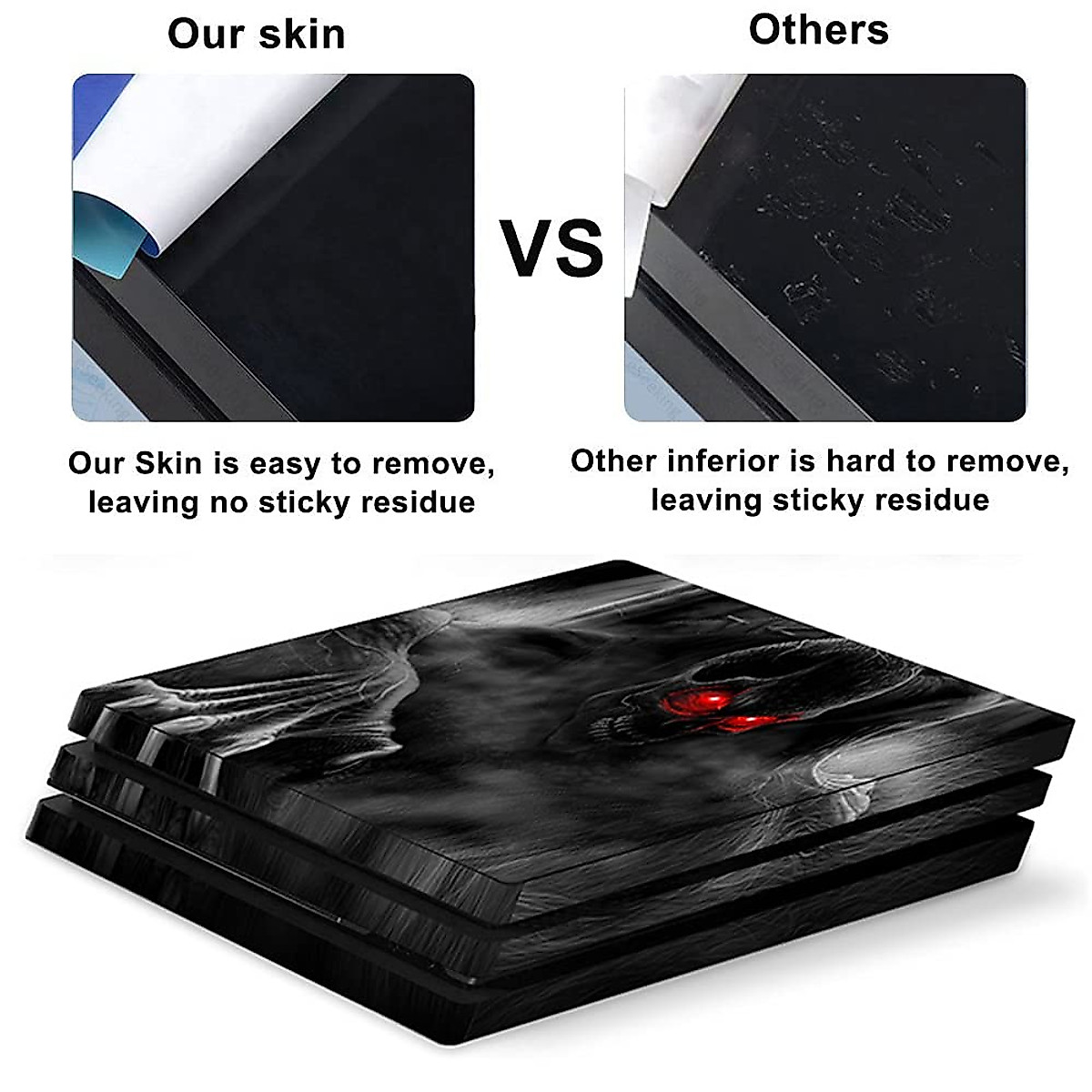 FYPRO Ps4 Pro Skin Sticker The Skull for Sony Playstation 4 Pro Console Protection Film and 2pcs Controller Skins 1#
