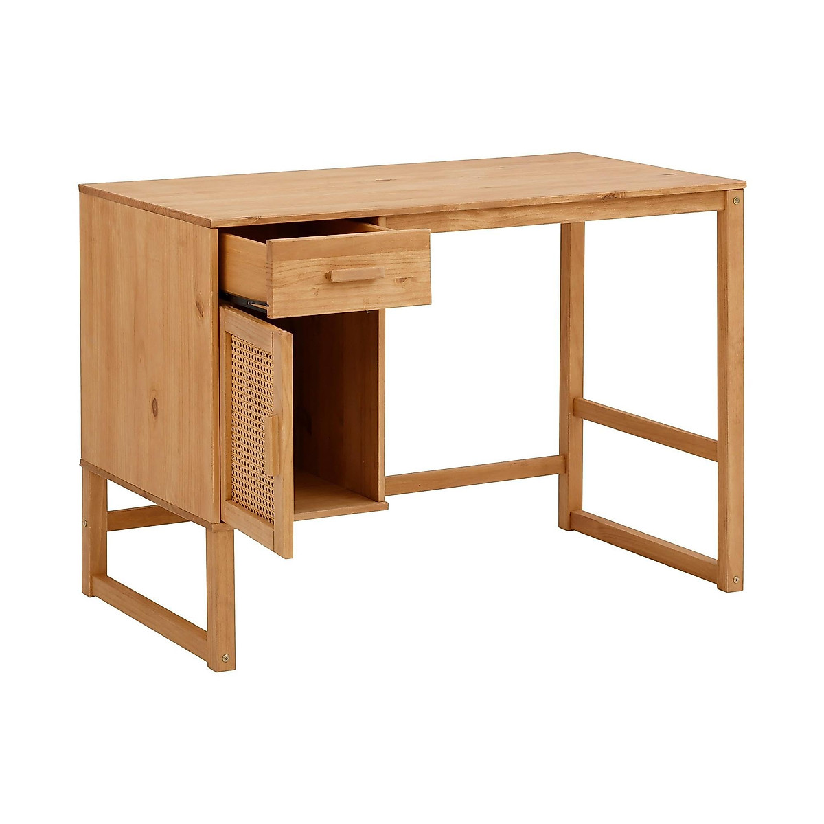 REN HOME Talo Desk with Closed Storage and Drawer, Natural