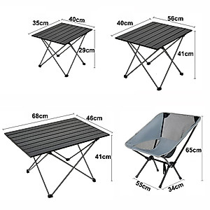 ZJDU Table and Chairs Set 2 Person - Outdoor Folding Table and Chairs Patio Furniture Sets, Portable Picnic Table with Folding Oxford Cloth Chairs,for Garden and Balcony,Hiking, and Travel,40×35×29cm