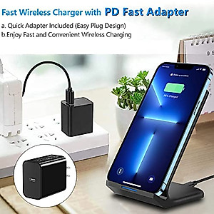 PDKUAI Fast Wireless Charger,20W Max Wireless Charging Stand with PD-Adapter,Compatible with iPhone 14/14 Plus/ 14 Pro/13/12/11/SE/XS/XR/X/8,Samsung Galaxy S23 S22 S21 S20 S10 S9 S8 Note 20/10,G7/G8