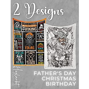 Huglanket Viking Gifts for Men Flannel Blanket Throws, Norse Mythology Viking Themed Throw (50"x 65") for Viking Friends Dad Grandpa Uncle on Father's Day, Birthday, Christmas - Viking