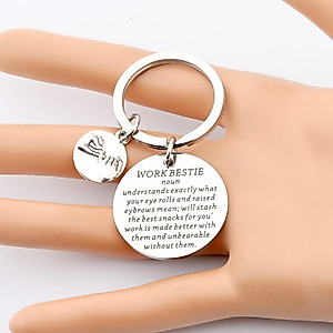 MAOFAED Work Bestie Gift Work Bestie Keychain Coworker Gift Best Friend Gift Work Friend Gift for Her (work bestie noun)