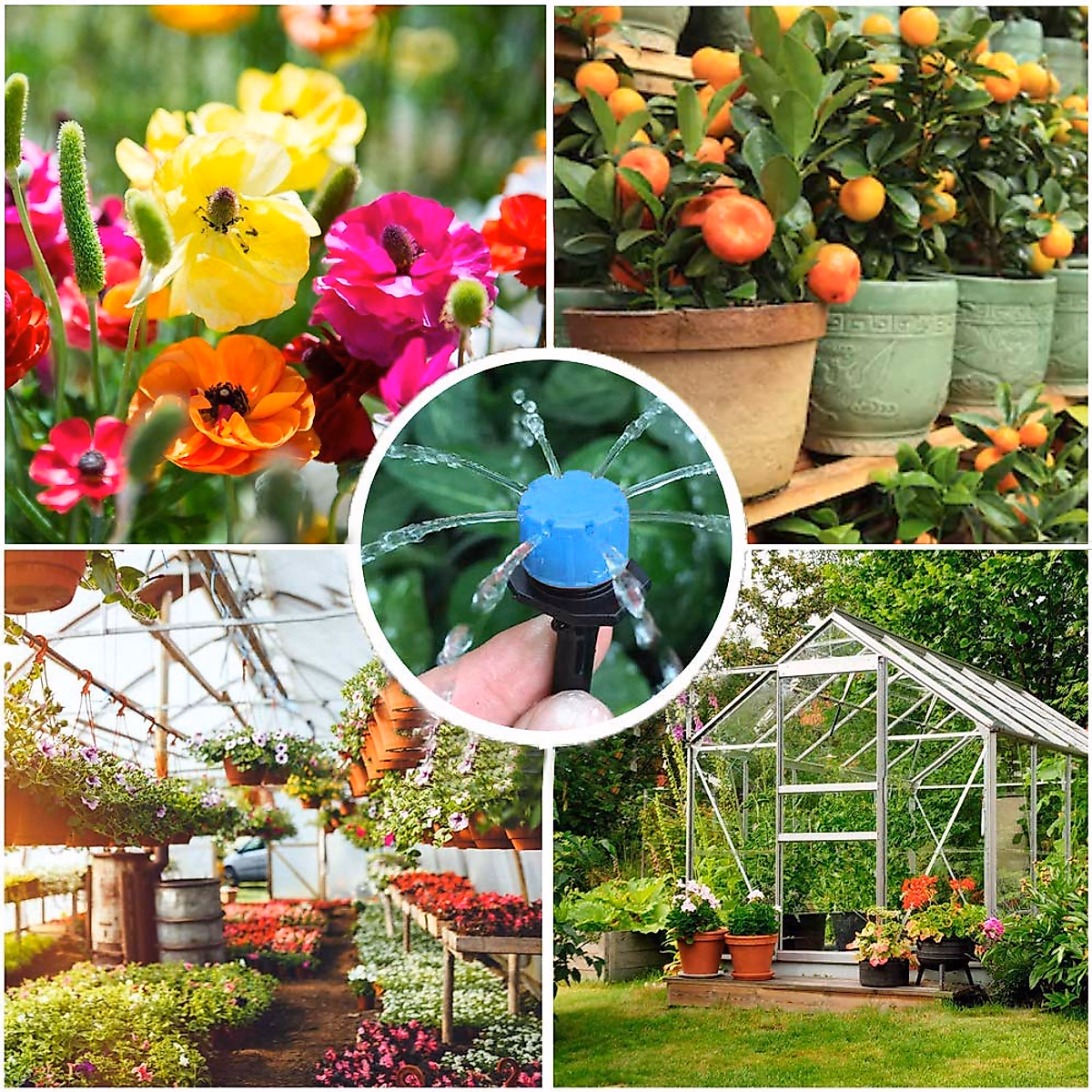 MSDADA Drip Irrigation Kit, 1/4" Blank Distribution Tubing Drip Irrigation System/DIY Plant Hose Automatic Irrigation Equipment Set for Garden, Greenhouse, Flower Bed, Patio, Lawn （Blue, 82ft）