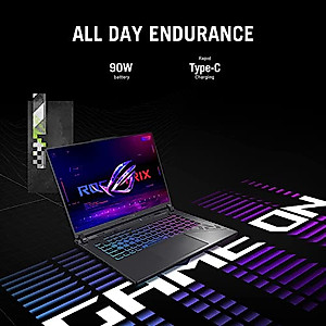 ASUS Laptop Gamer ROG Strix G16 (2023), 16:10 FHD 165 Hz, 13th Gen Intel Core i7-13650HX, GeForce RTX 4060(140W); DDR5 RAM, MUX, Wi-Fi 6E, Windows 11,w/HDMI (32GB RAM | 2TB PCIe SSD)