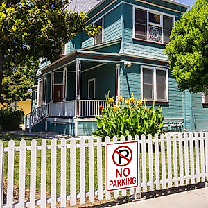 6 Pcs No Parking Signs with Symbol Sign 14 x 10 Inches Reflective Aluminum Nonparking Sign, UV Protected, Weather Resistant, Waterproof, Durable Ink Industrial Warning Signs, Easy to Mount