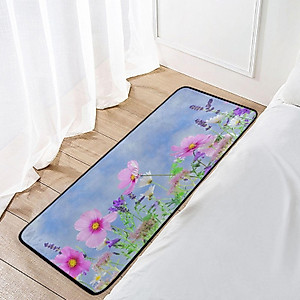 Tatenale Kitchen Mat Washable Non Slip Kitchen Rugs for Floor Standing Home Office Hallway Laundry 39x20Inch Purple Floral