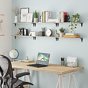 Wallniture Arras Floating Shelves, Living Room Bookshelf, Wall Shelves for Bedroom, Kitchen Organization Units & Office Wall Decor 24" Natural Wood Shelf Set of 6