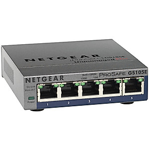 Netgear Prosafe Plus Gs105E 5-Port Gigabit Ethernet Switch - Switch - Unmanaged - 5 X 10/100/1000 - Desktop