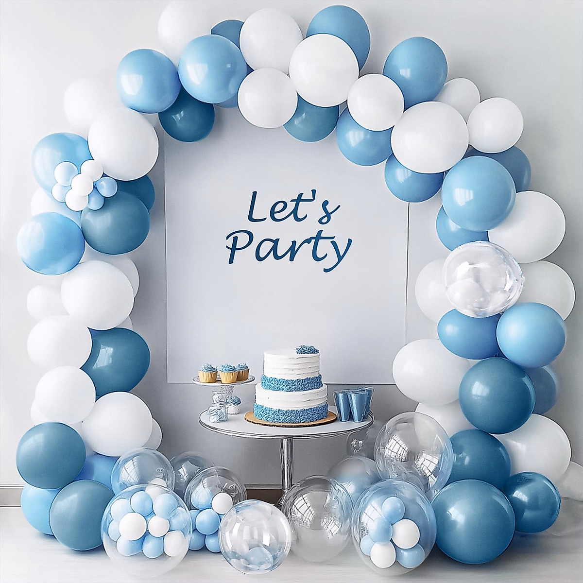 Teal Balloons Garland Arch kit,120Pcs 18 12 10 5 In Teal Turquoise Tiffany Blue and White Metallic Silver Confetti Latex Balloons for Graduation Baby Shower Weddings Birthday Party Decorations
