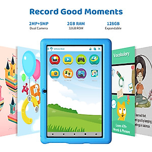 HotLight Kids Tablet, 10 inch Tablet for Kids with Parental Control, Android 12 Tablet Quad-core, 2GB RAM+32GB ROM, 5000mAh, Dual Camera, WiFi Tablet with Case Blue