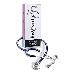 Revival Pediatric Neonatal Stainless-Steel Dual Head Stethoscope for Infant Care, Pediatricians, Neonatologist, Nurses and Medical Students with tunable Diaphragm, Latex Free tubing (Blue)