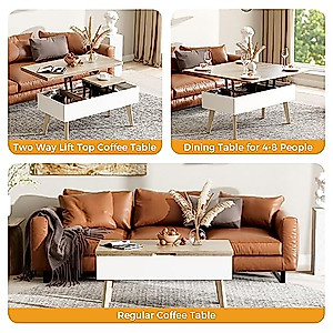 Bidiso 3 in 1 Lift Top Coffee Table, Ten Minutes Install Multifunction Coffee Table, Coffee Table Converts to Dining Table, Lift Top Dining Table Work Desk with Storage,Light Oak