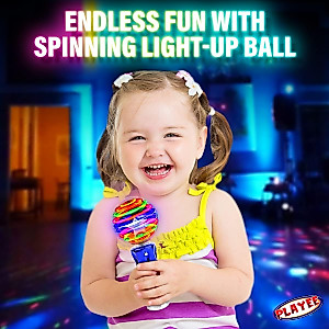Light Up Magic Ball Toy Wand for Kids - Sensory Lights Spin Toy- Rotating Flashing LED Spinning Wand for Boys and Girls - Autism Toys for Kids - Thrilling Spinning Light Show - Birthday Party Favor