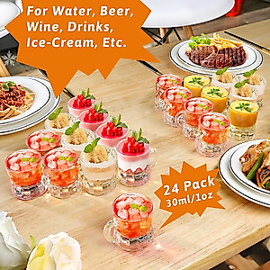 Supwinnet 48pcs Shot Glasses Set, 24pcs 0.5oz/15ml Mini Shot Glasses with Tray and Holder Organizer and 24pcs 1 oz/30ml Beer Glasses with Handle