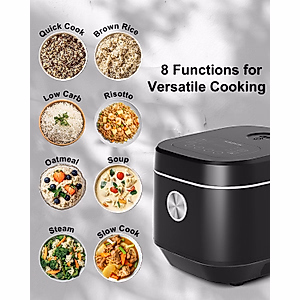 YOKEKON Rice Cooker 10 Cup, Stainless Steel Inner Pot, Low Carb Large Rice Maker with Steamer Basket Steamer, 24H Delay Timer and Auto Keep Warm,Brown Rice/Risotto/Oatmeal/Soup/Steam/Slow Cook, Black