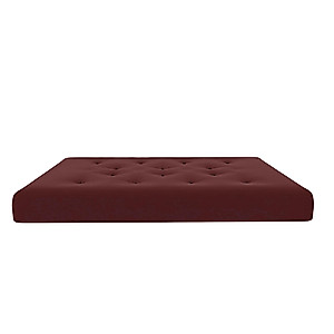 REALROOMS Cozey 8-Inch Spring Coil Futon Mattress, Microfiber, Full, Cabernet Red