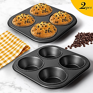 Yomvzake Air Fryer Muffin Pan, 2 Pack Cupcake Molds for Air Fryer Toaster Oven, Nonstick Cupcake Baking Pan for Counter Top Oven Small Oven
