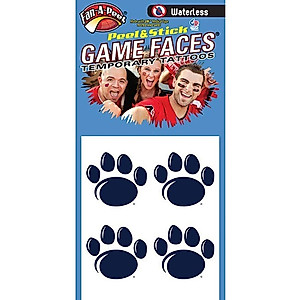 Waterless Peel & Stick Temporary Spirit Tattoos – 4-Piece – Dark Royal Blue Paw Print c