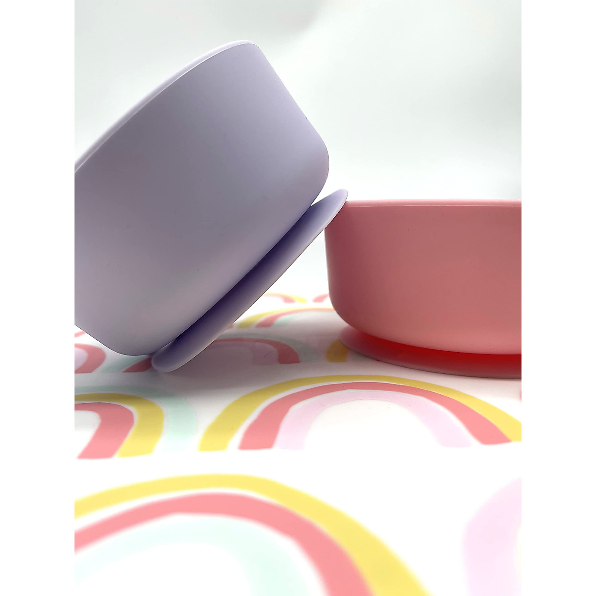 Panda Silicone Bowl with Suction Base for Feeding Babies 6+ Months and Toddlers, Mess-Free Eating, Unbreakable, Non-Toxic, Stylish, Dishwasher & Microwave Safe [2,Pack] (PBOWL-PL), Pink & Lavender